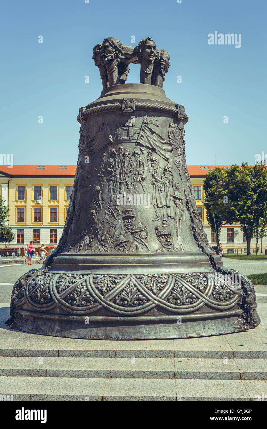 Big bronze broken bell sculpture in Alba Carolina Citadel square ...