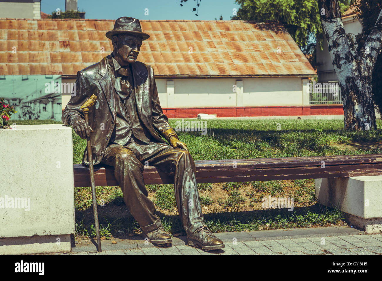 Alba Iulia, Romania - July 24, 2106: Bronze statue depicting a sad ...