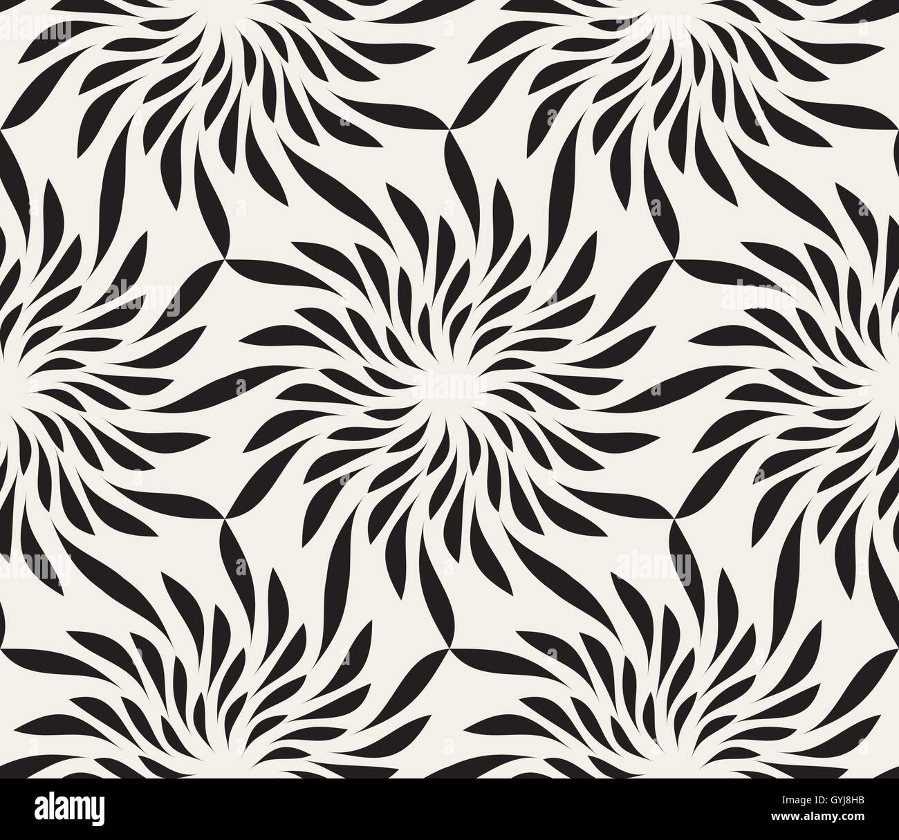 Vector Seamless Black and White Floral Shape Twirl Pattern Stock Vector ...