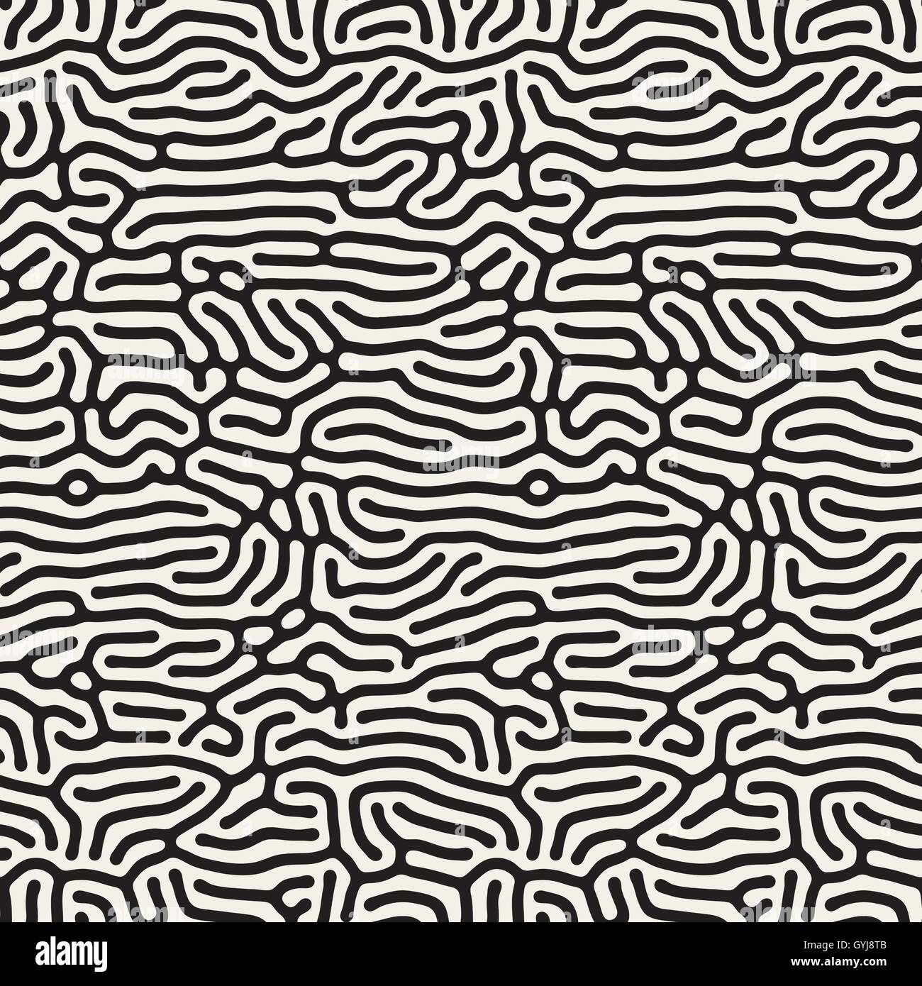 Vector Seamless Black and White Organic Lines Pattern Stock Vector ...