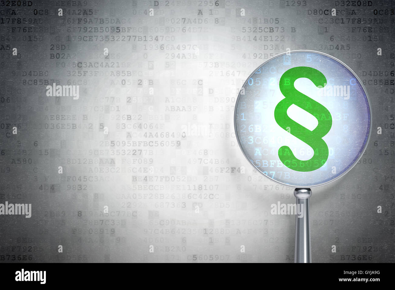 Law concept: Paragraph with optical glass on digital background Stock Photo - Alamy