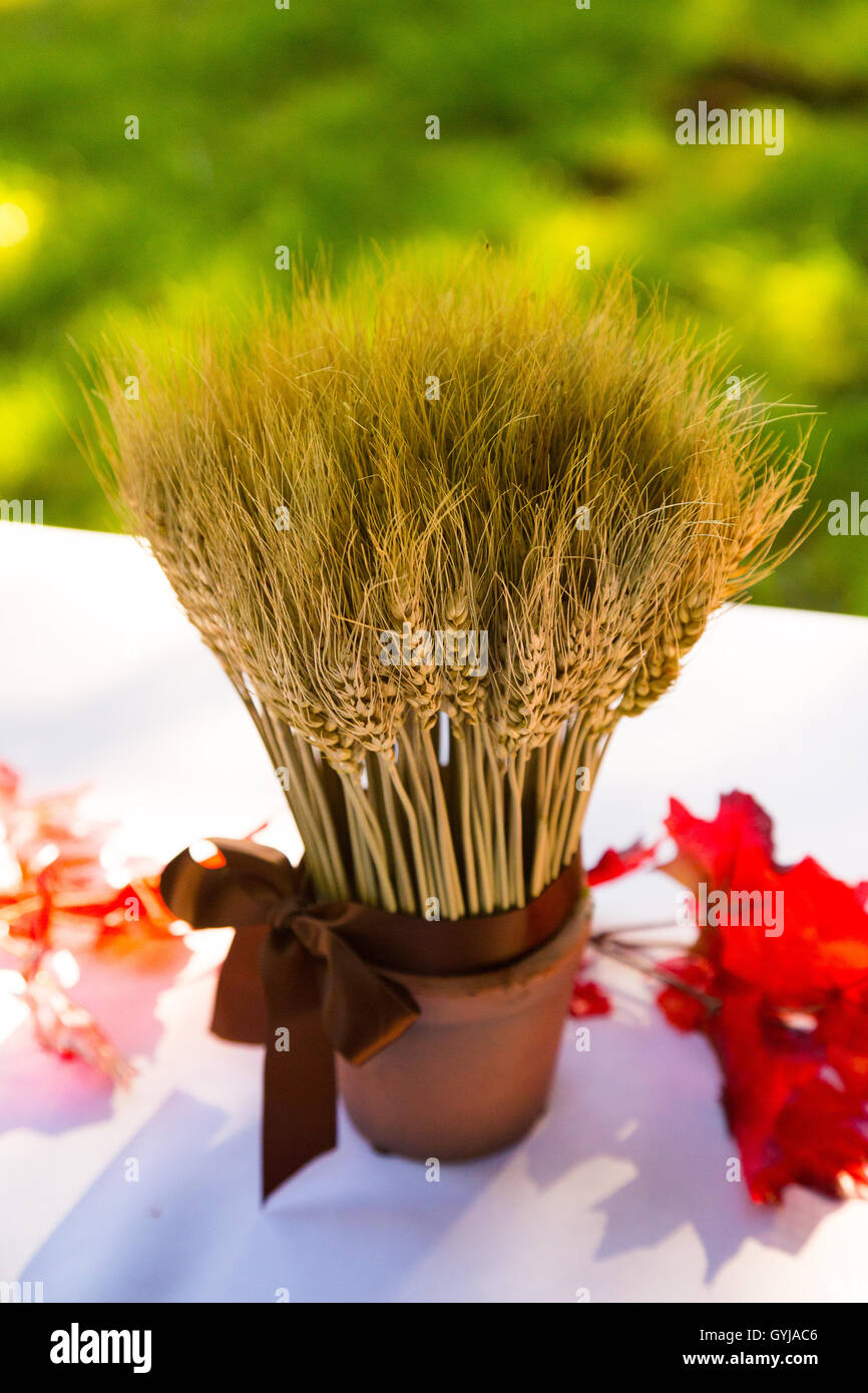 Wheat Harvest Wedding Decor Stock Photo - Alamy