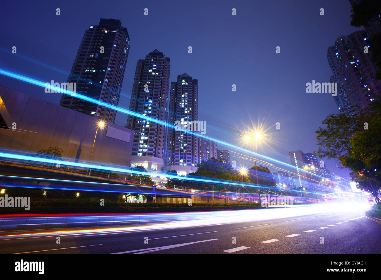 Highway road at night Stock Photo - Alamy