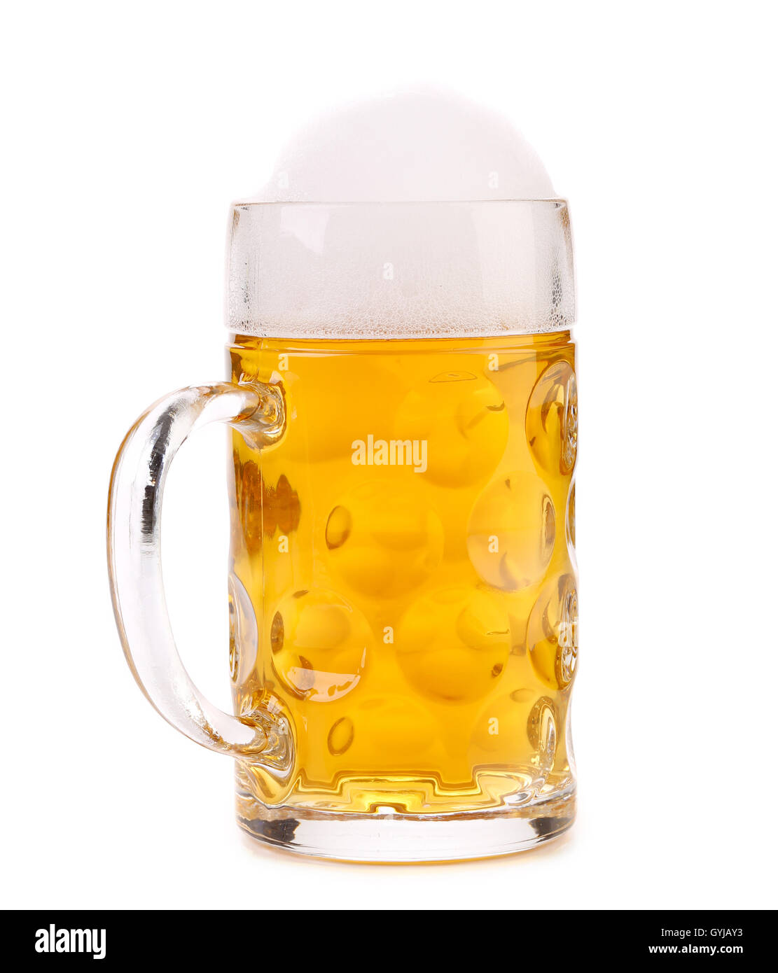Tall big mug of beer with foam Stock Photo - Alamy