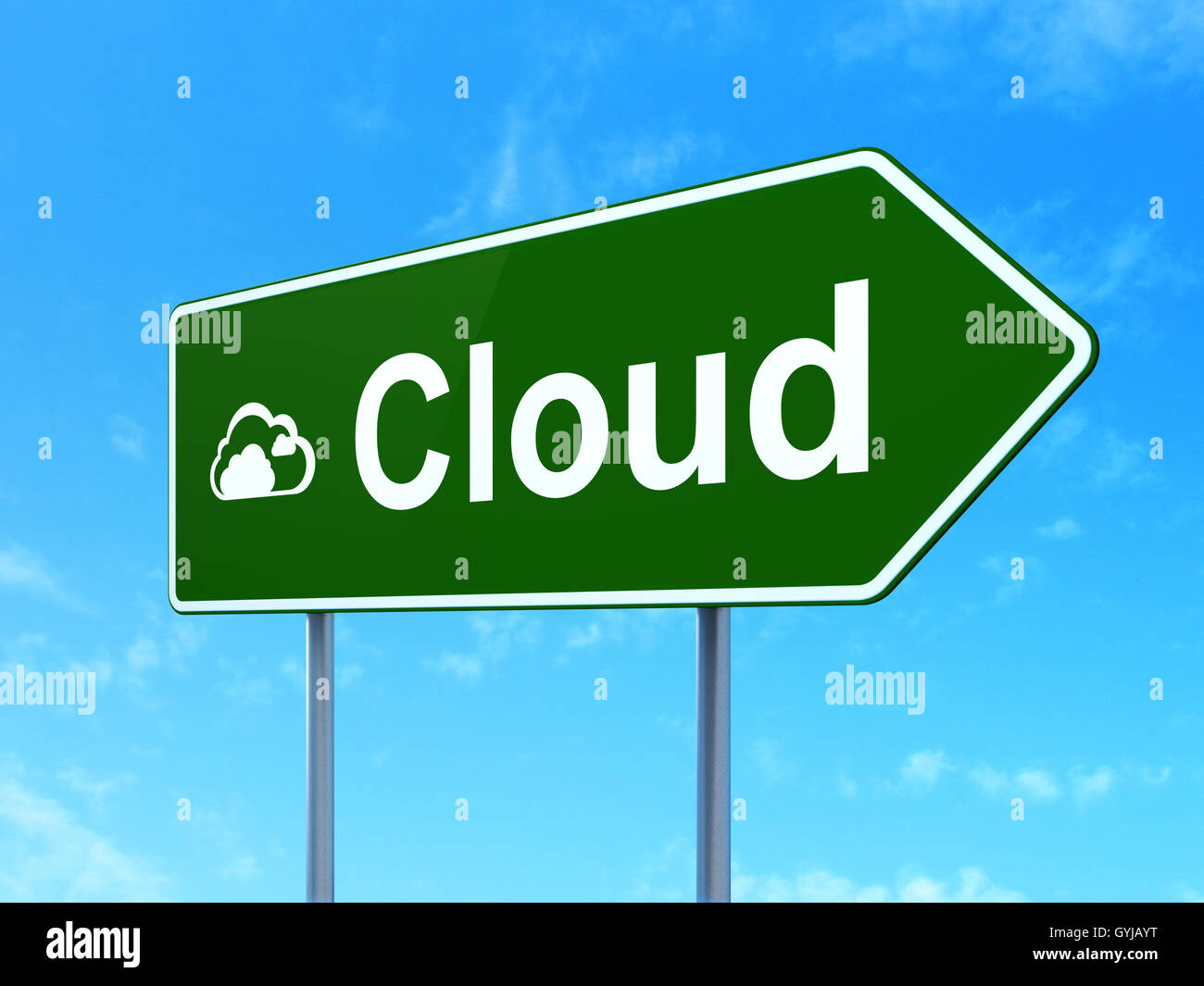 Cloud networking concept: Cloud and Cloud on road sign background Stock ...