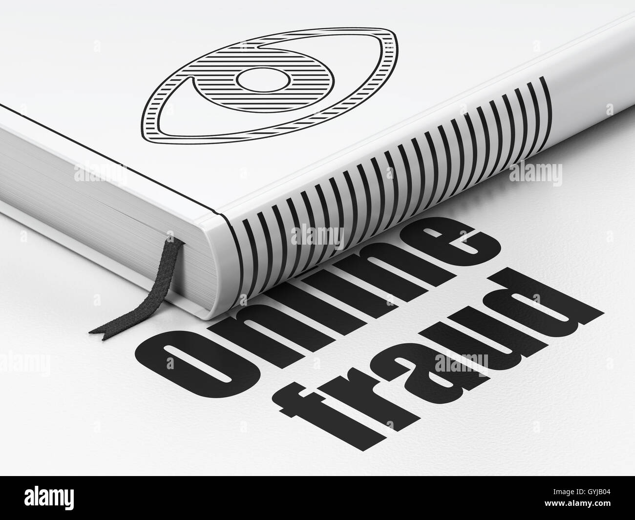 Privacy concept: book with Eye, Online Fraud on white background Stock ...