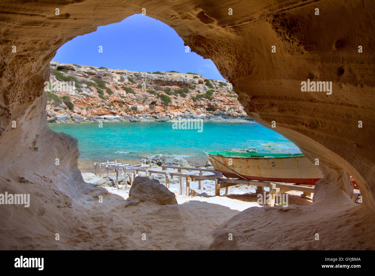Formentera Cala en Baster in Balearic Islands of Spain Stock Photo - Alamy