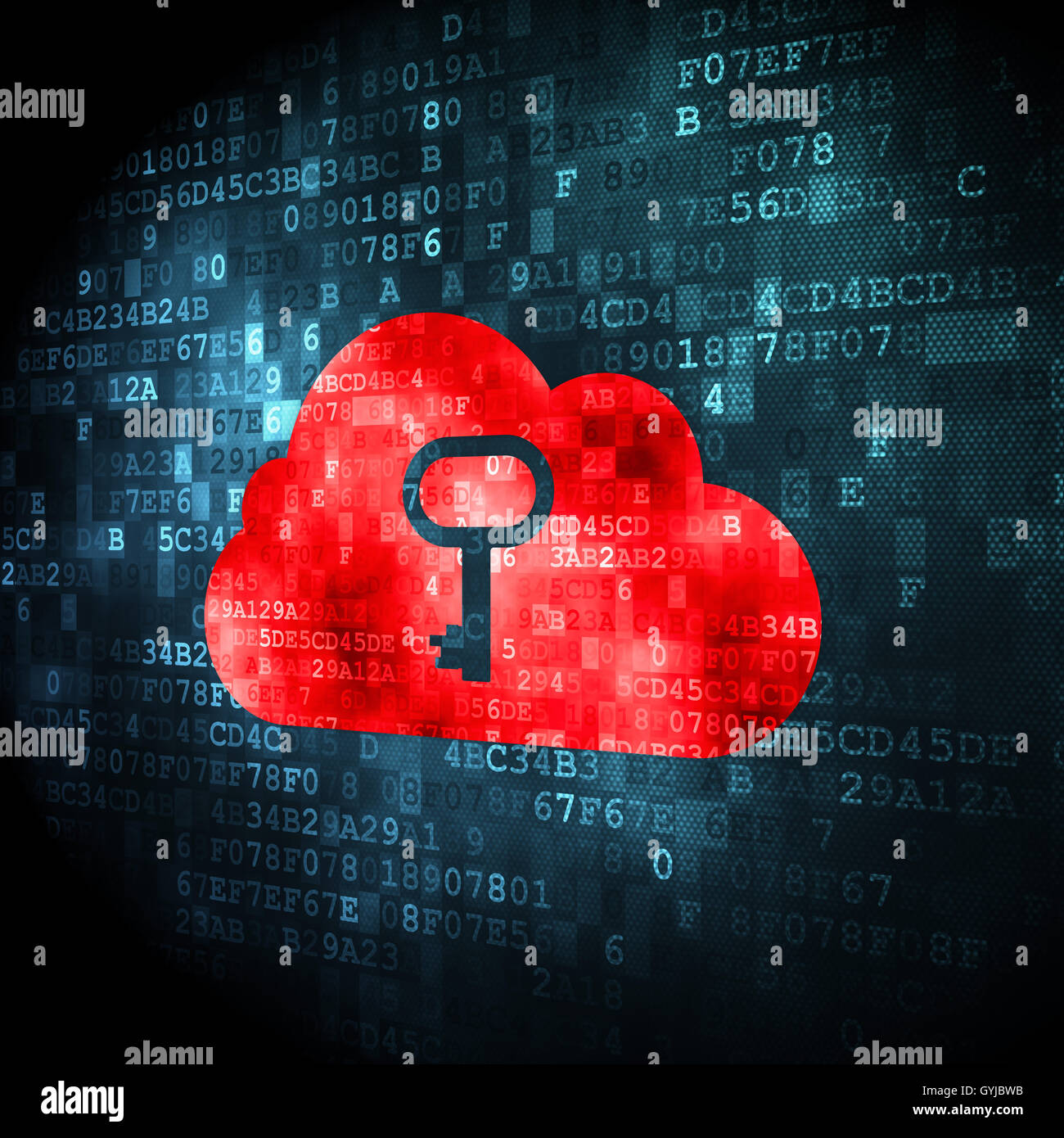 Cloud technology concept: Cloud With Key on digital background Stock ...