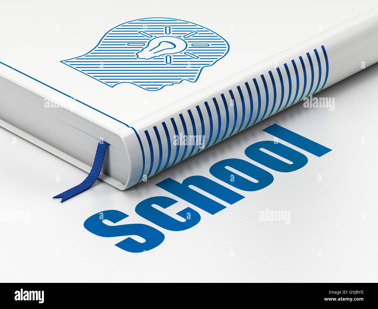 Education concept: book Head With Light Bulb, School on white ...