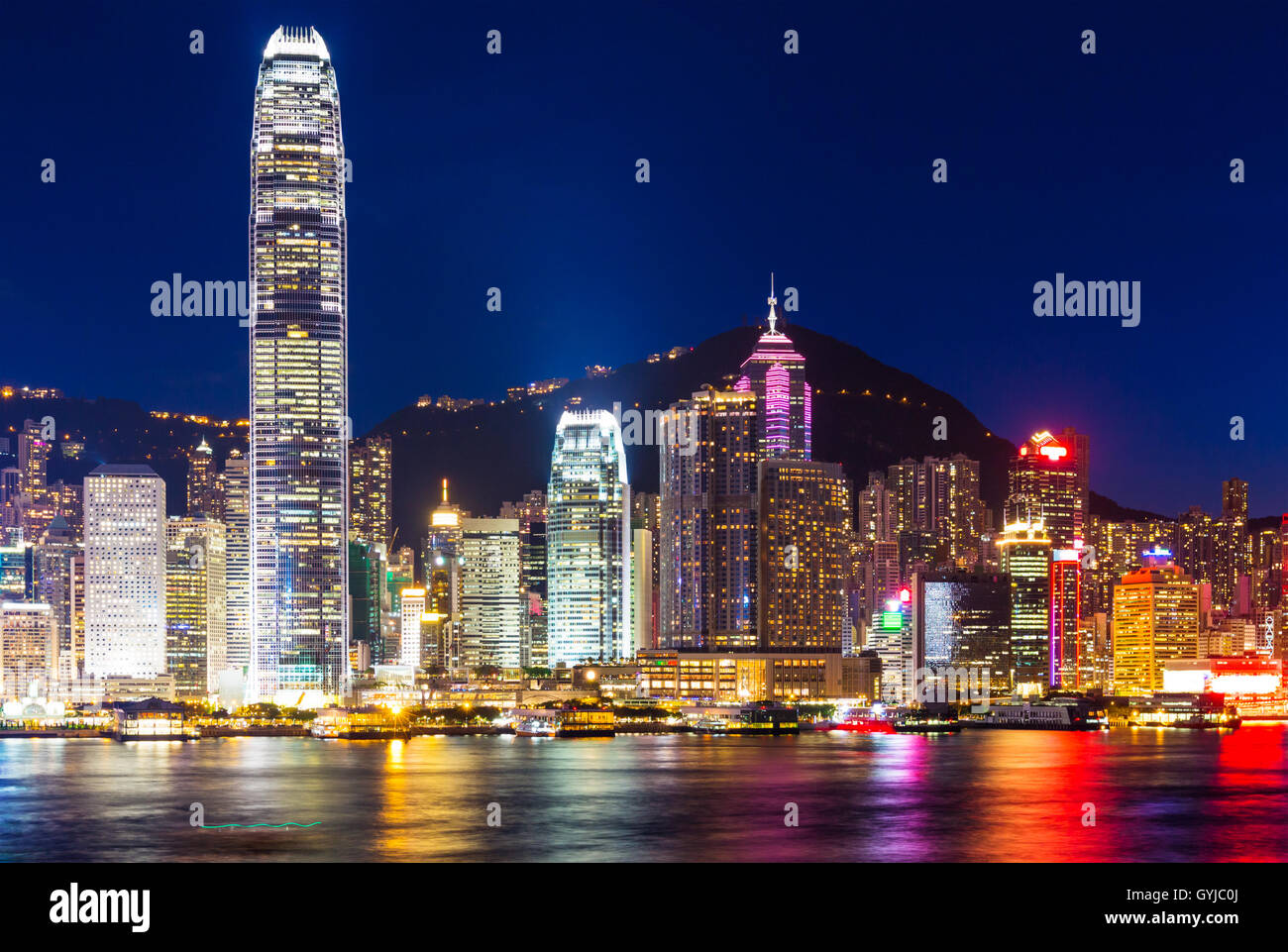 Hong Kong skyline at night Stock Photo - Alamy
