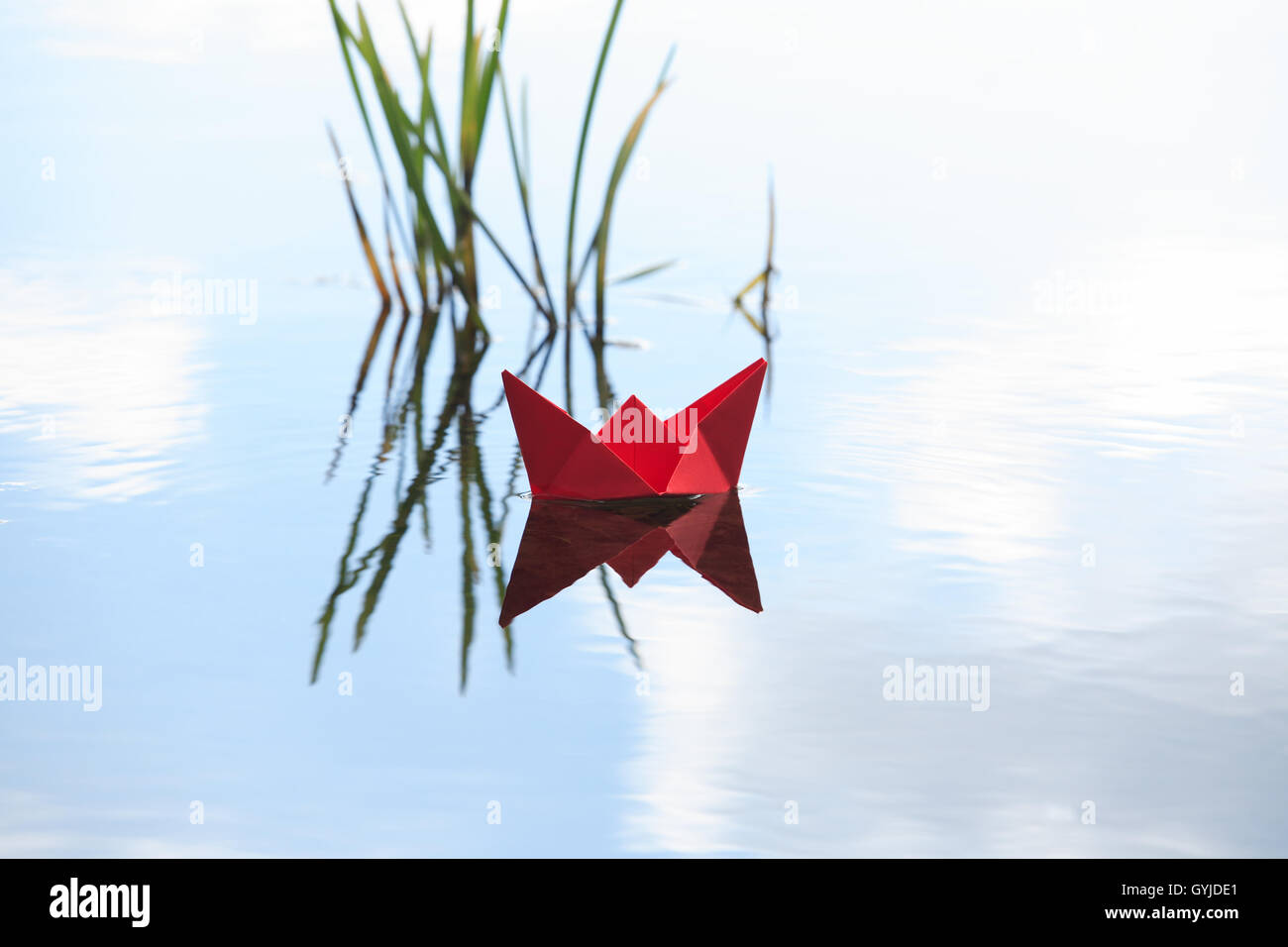 Red Paper Boat Stock Photo - Alamy