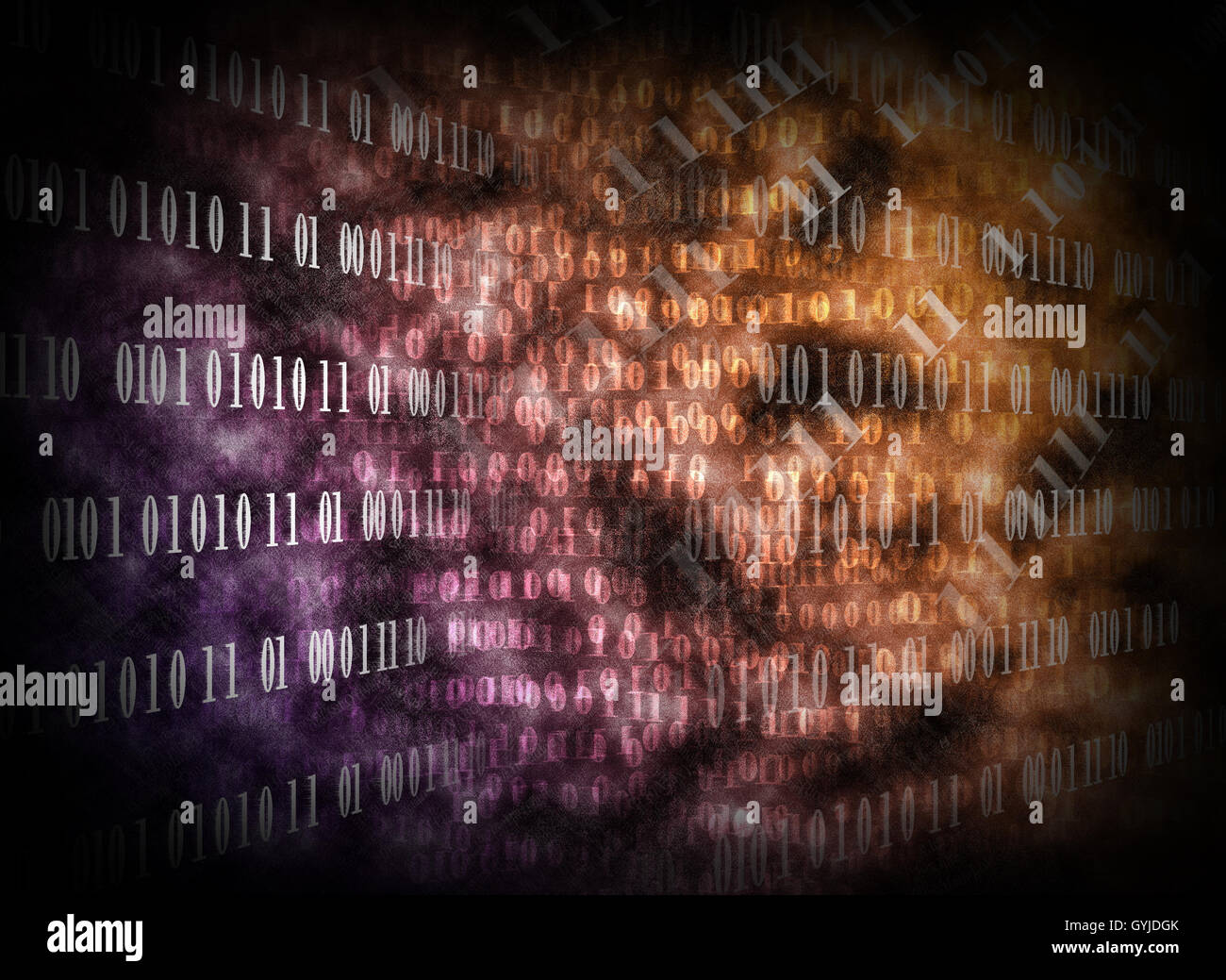 Glowing digital code on a dark background Stock Photo - Alamy