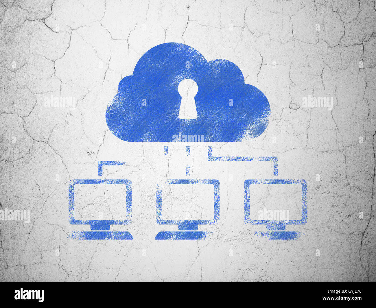Security concept: Cloud Network on wall background Stock Photo - Alamy