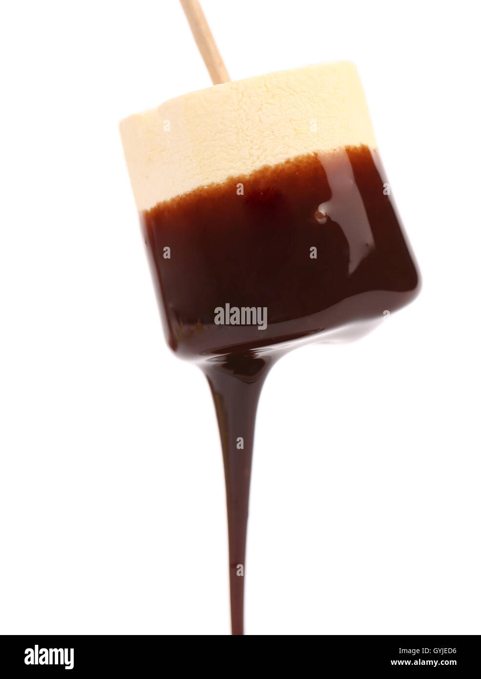 Marshmallow with chocolate dripping Stock Photo - Alamy