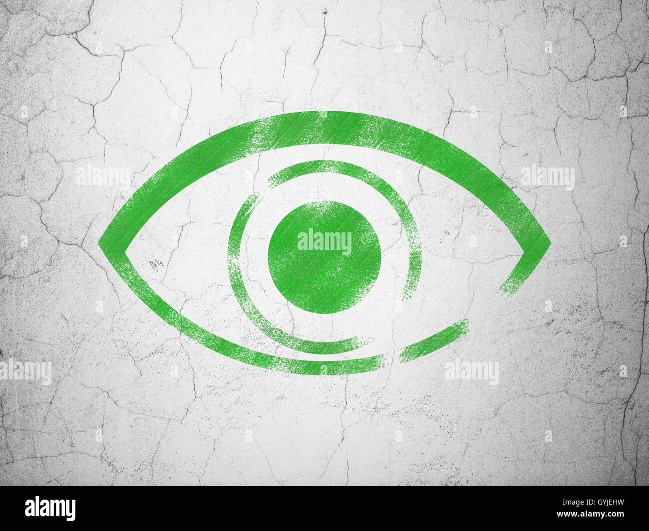 Protection concept: Eye on wall background Stock Photo - Alamy