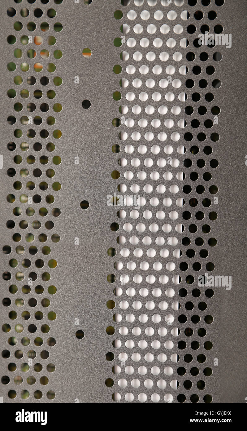 Detail of a metallic computer case Stock Photo - Alamy