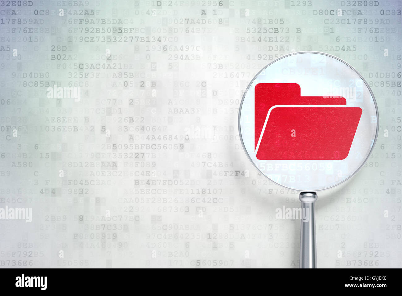 Business concept: Folder with optical glass on digital background Stock ...