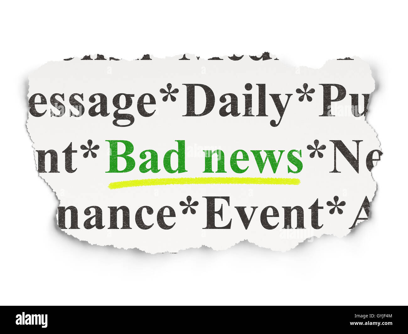 News concept: Bad News on Paper background Stock Photo - Alamy