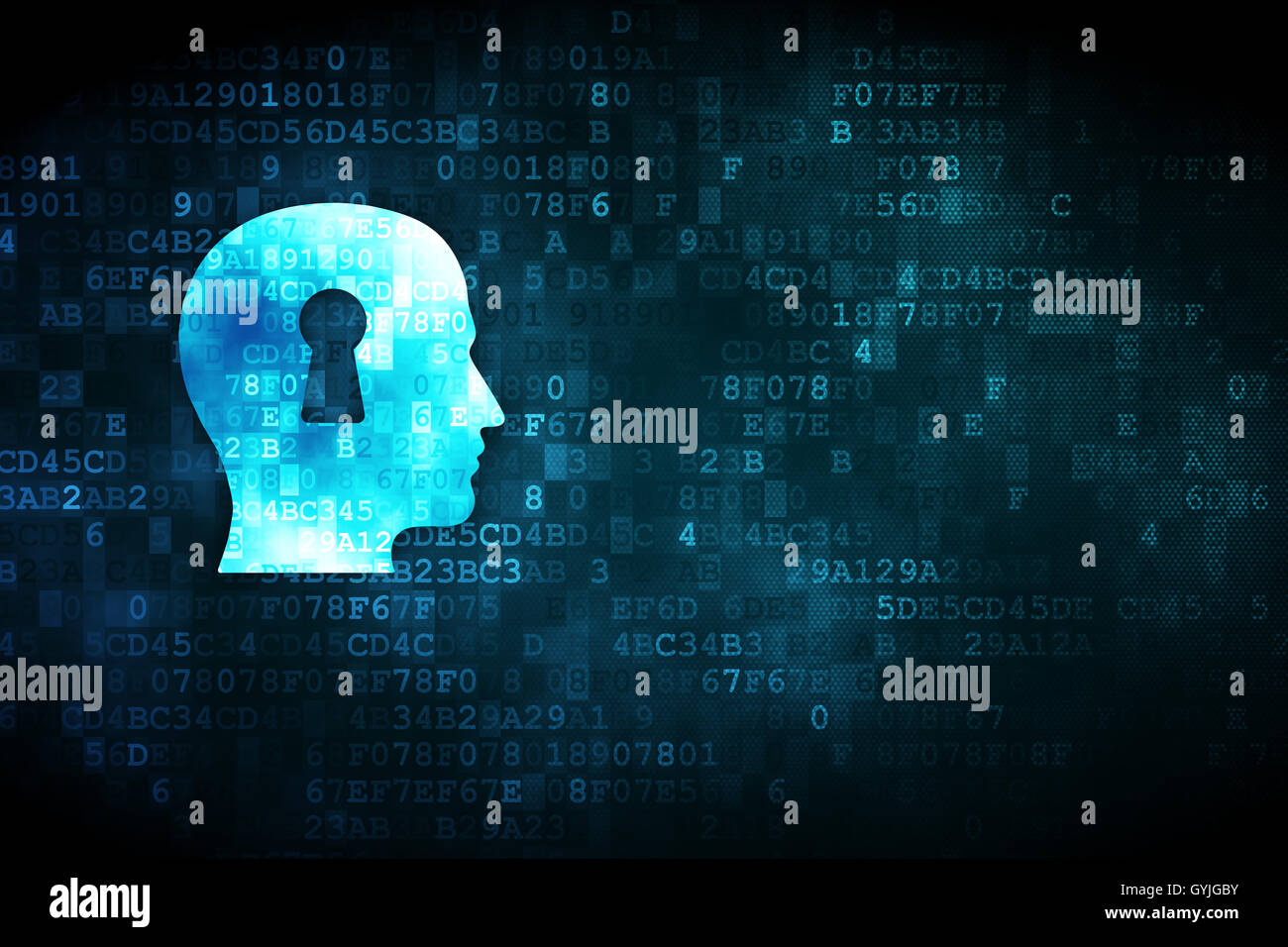 Education concept: Head With Keyhole on digital background Stock Photo ...