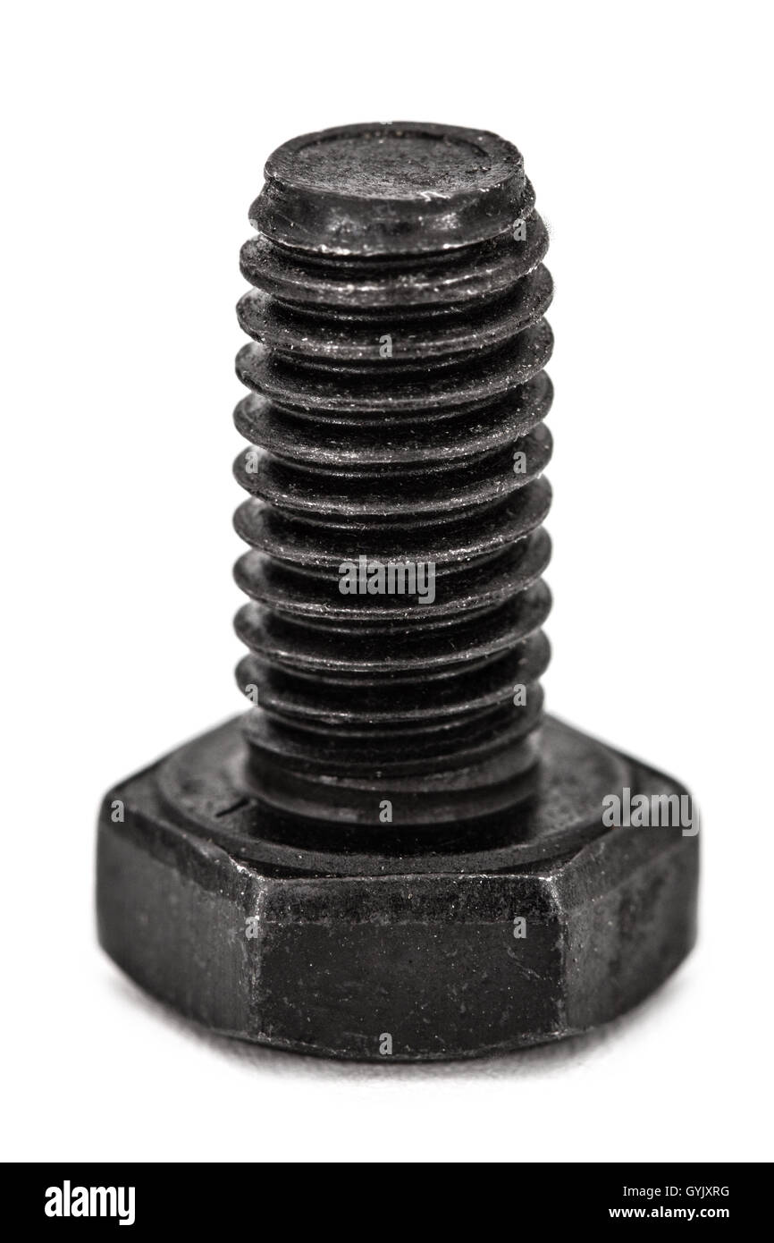 Hardened screw close-up, isolated on white background Stock Photo - Alamy