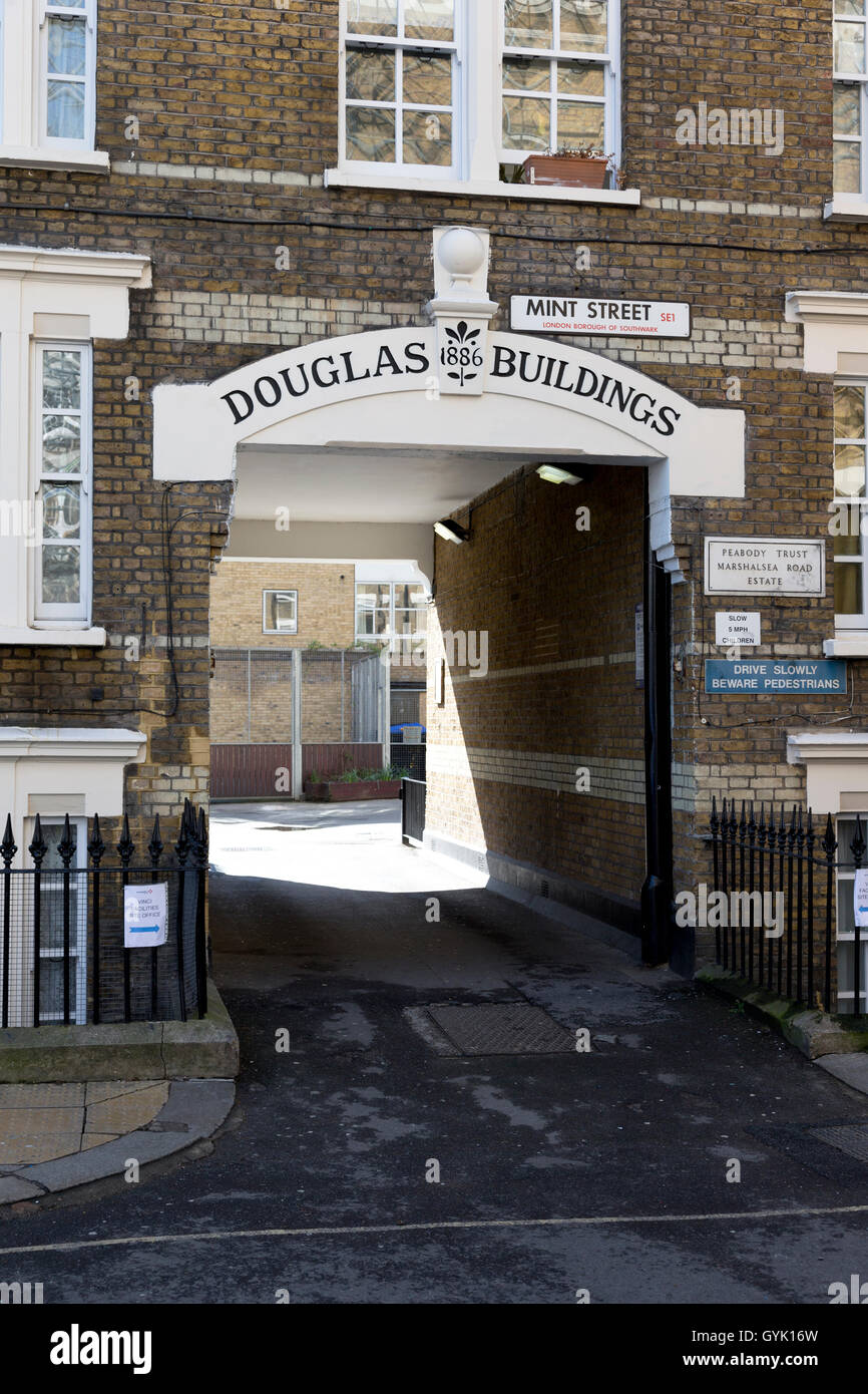 Entrance to the Douglas Buildings part of the Peabody Trust Marshalsea ...