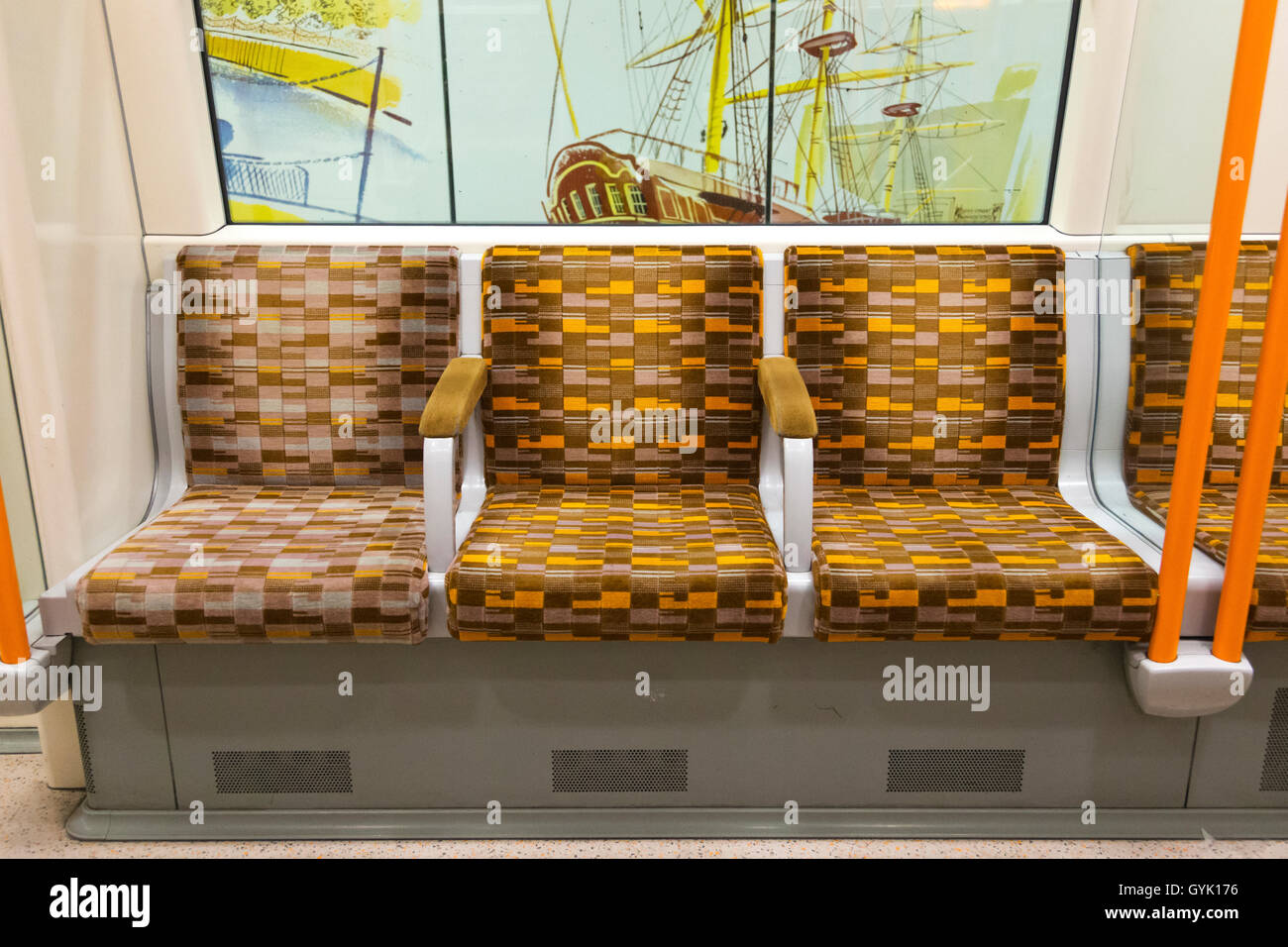 Seats On The London Overground In Moquette Fabric The First Seat Shows Heavy Wear And Tear As The