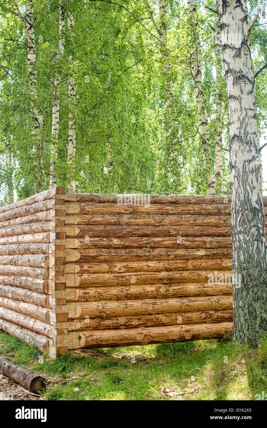 construction of a new wooden house, log cabin on summer Stock Photo - Alamy