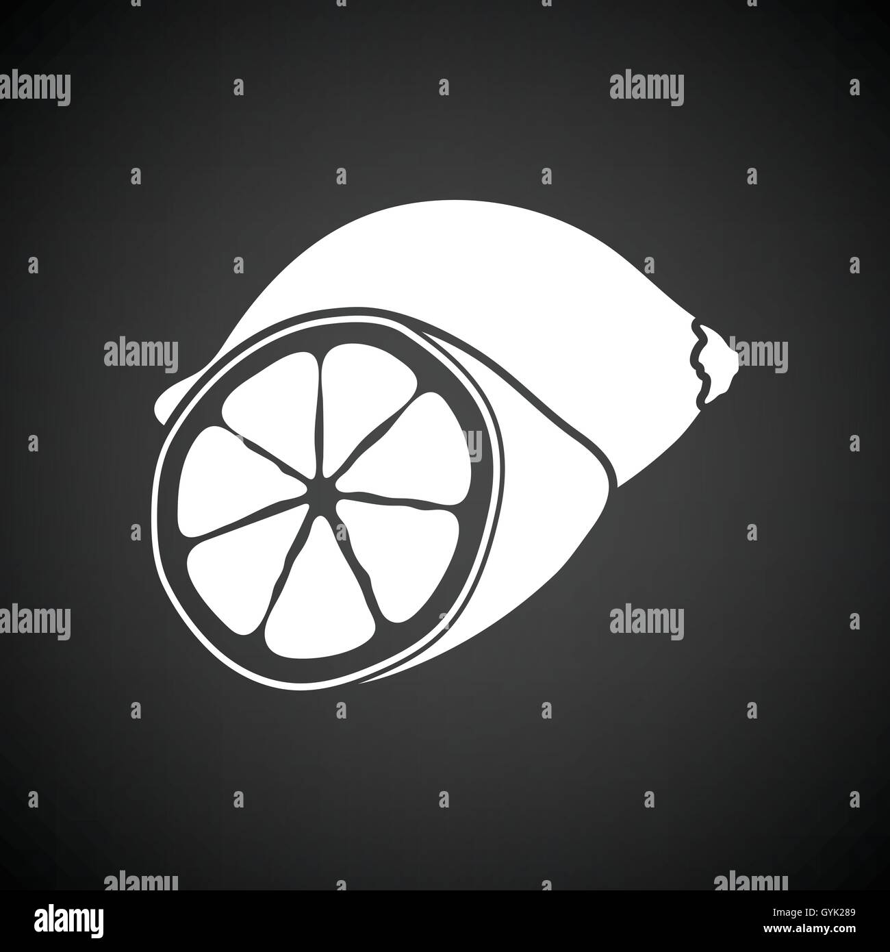 Lemon icon. Black background with white. Vector illustration Stock ...