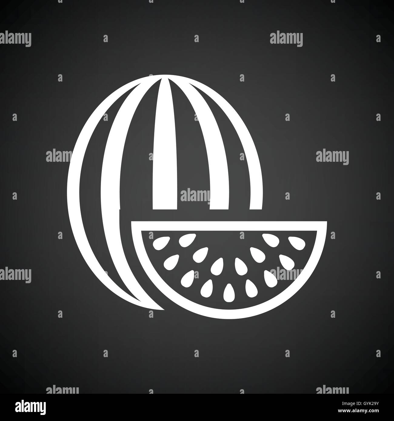 Watermelon icon. Black background with white. Vector illustration Stock ...