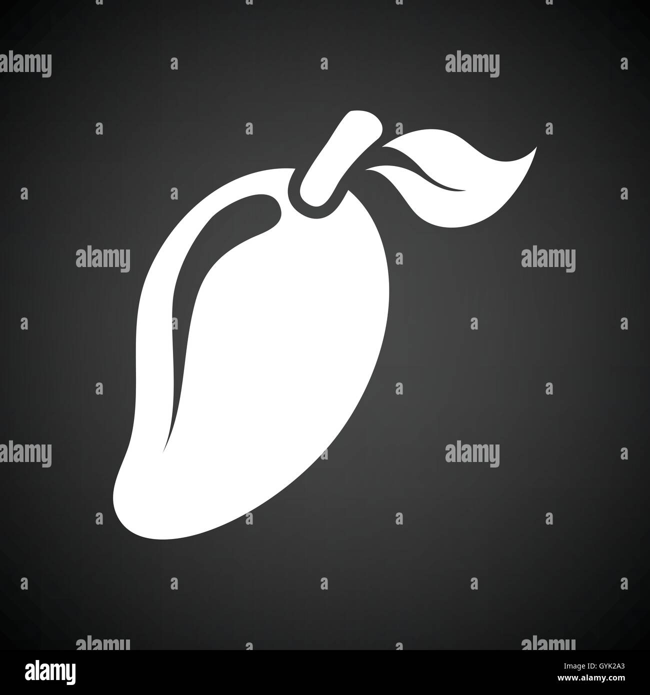 Mango icon. Black background with white. Vector illustration Stock ...