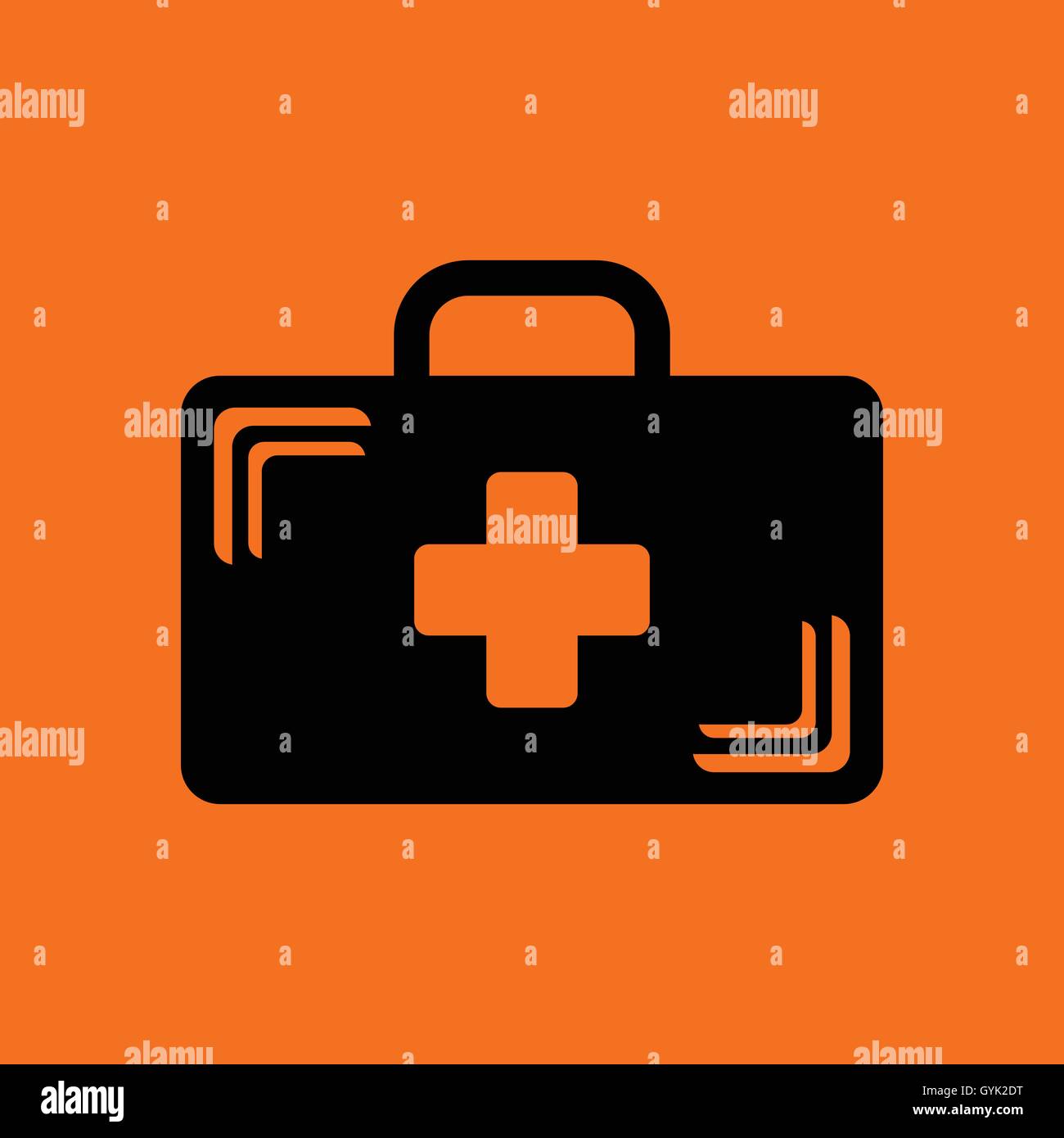 Medical case icon. Orange background with black. Vector illustration ...