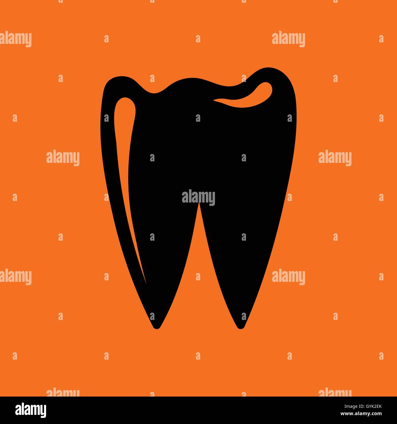 Tooth icon. Orange background with black. Vector illustration Stock ...
