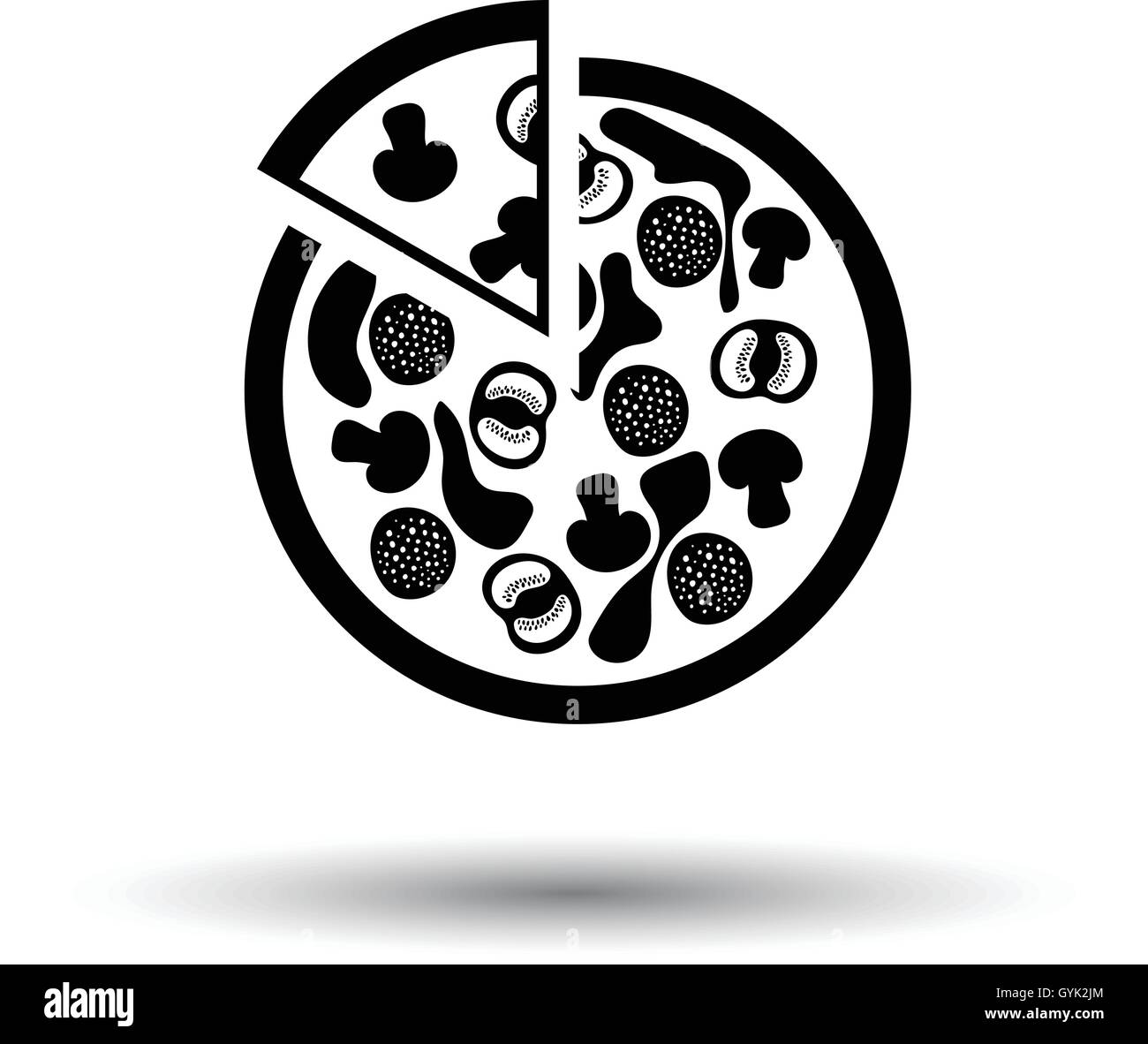 Pizza on plate icon. White background with shadow design. Vector ...