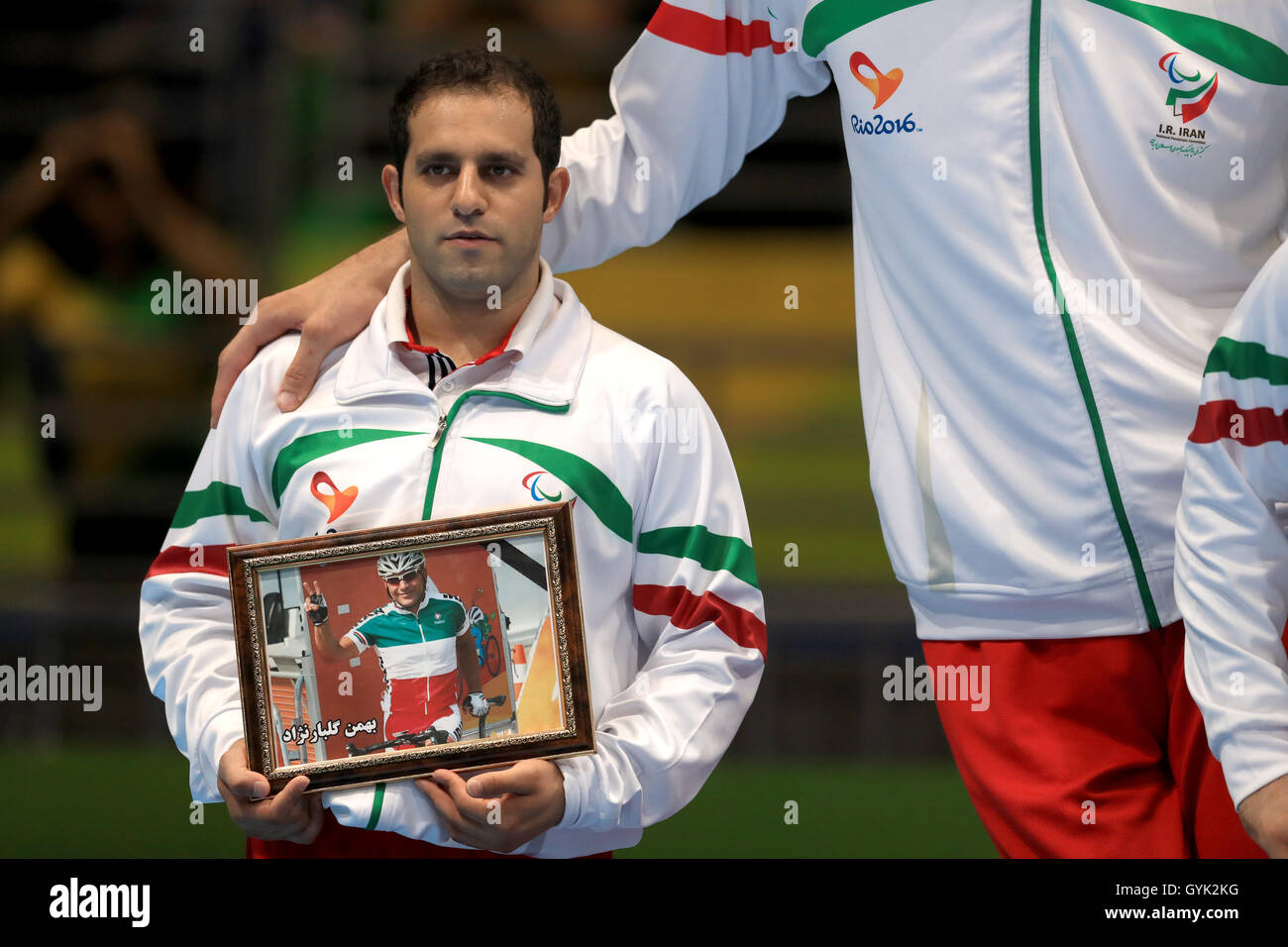 A photograph of Iranian cyclist Bahman Golbarnezhad who died during ...