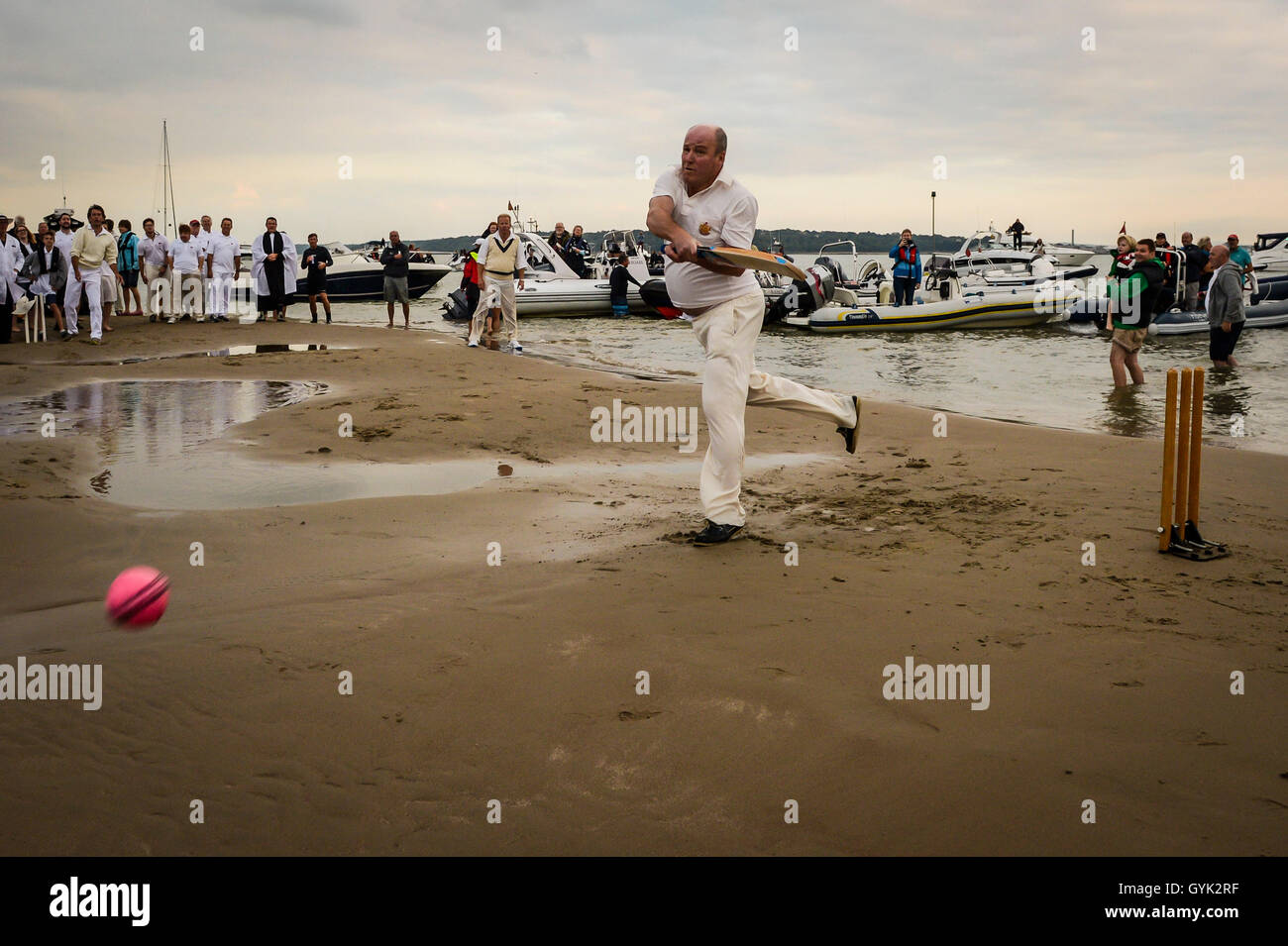Match action during the annual Bramble Bank cricket match between the ...