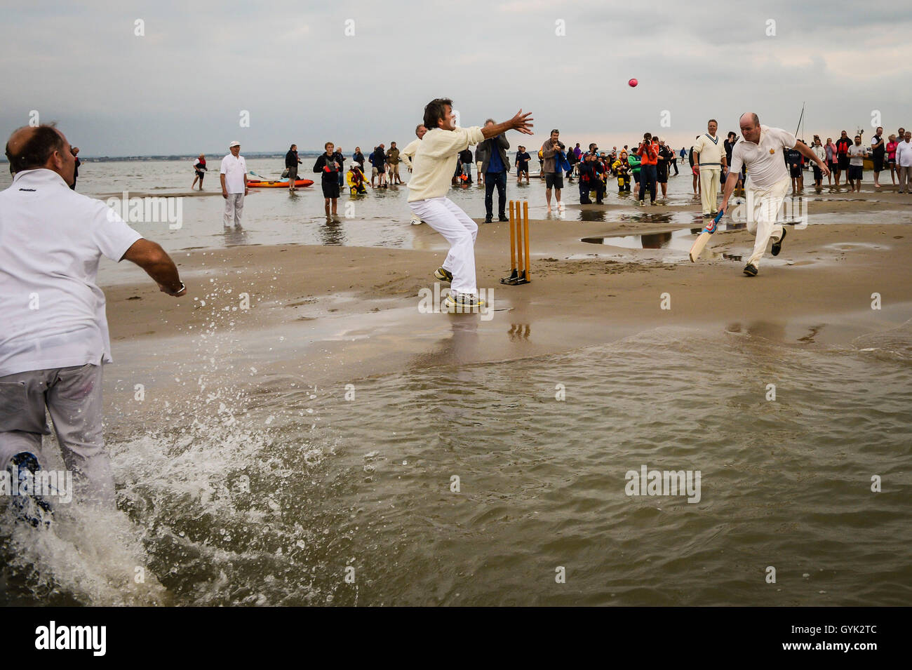 Match action during the annual Bramble Bank cricket match between the ...
