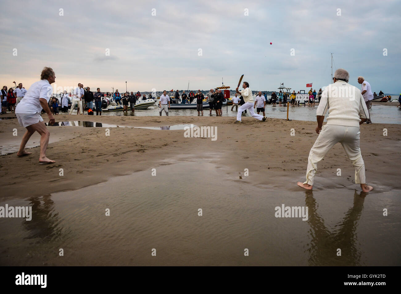 Match action during the annual Bramble Bank cricket match between the ...
