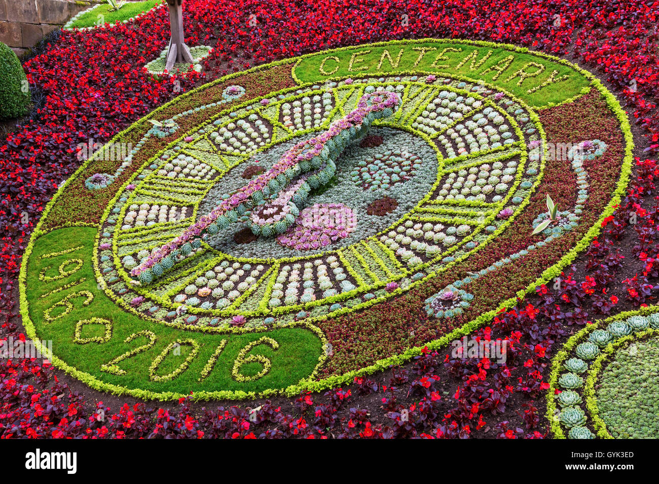 floral clock in Edinburgh, Scotland. It was commissioned in 1903, the ...