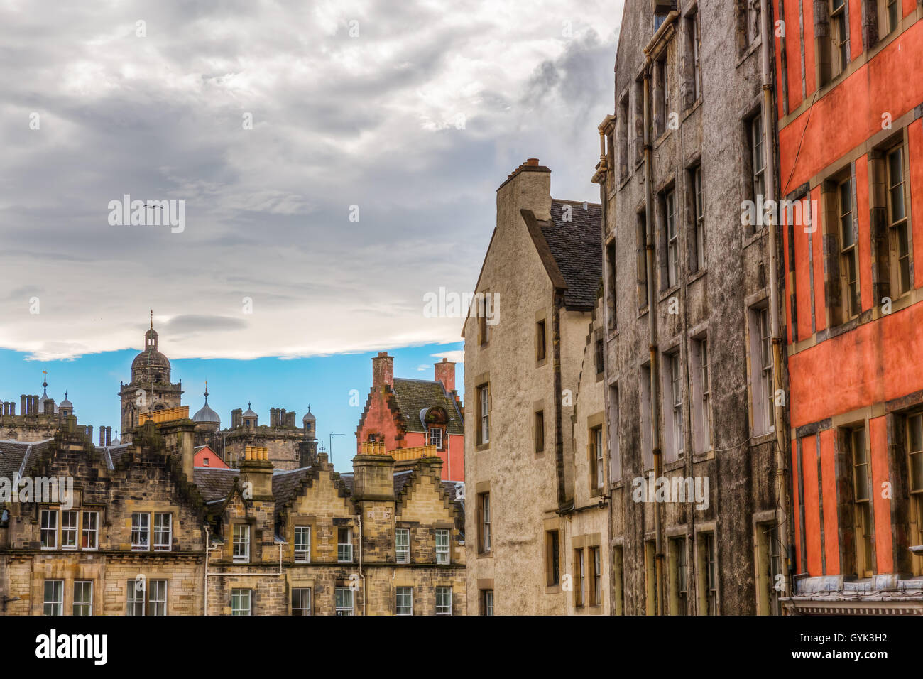 cityscape with historic buildings in the old town of Edinburgh ...