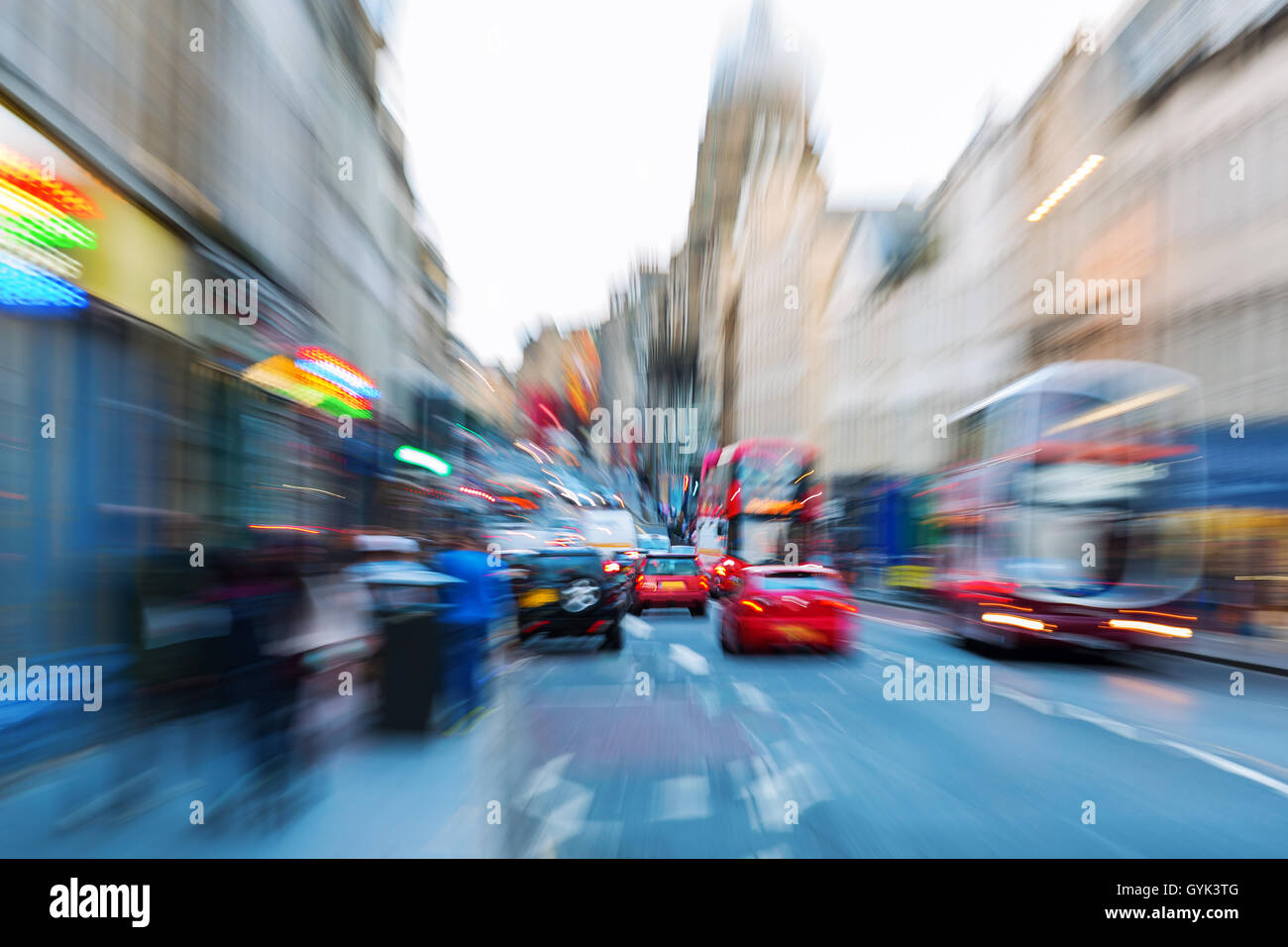 street scene of Edinburgh, Scotland, with creative zoom effect made by ...