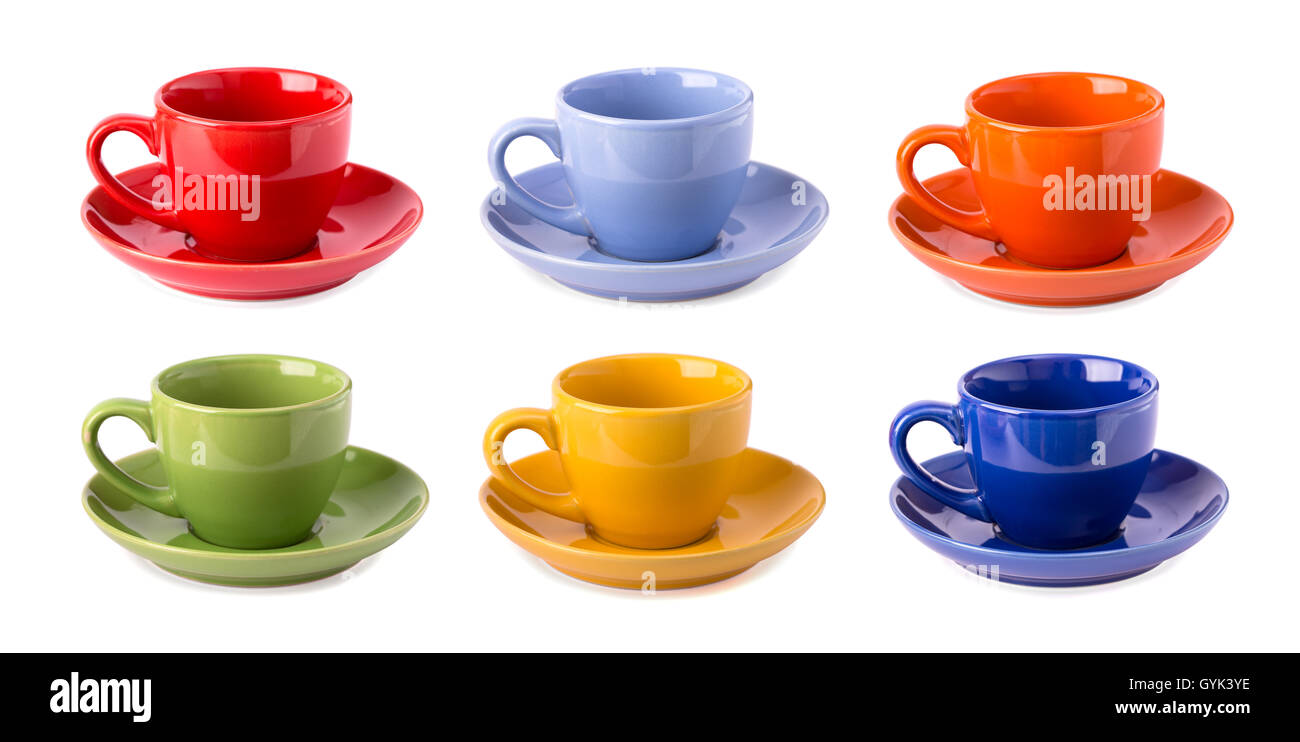 Multicolored cups isolated Stock Photo - Alamy
