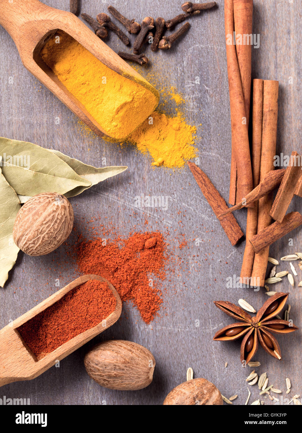 Several kinds of spices on the table Stock Photo - Alamy