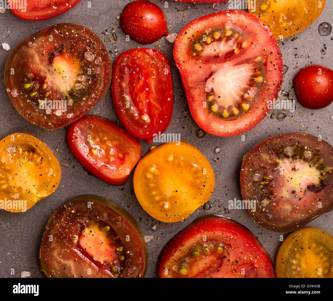 Sliced tomatoes closeup Stock Photo - Alamy