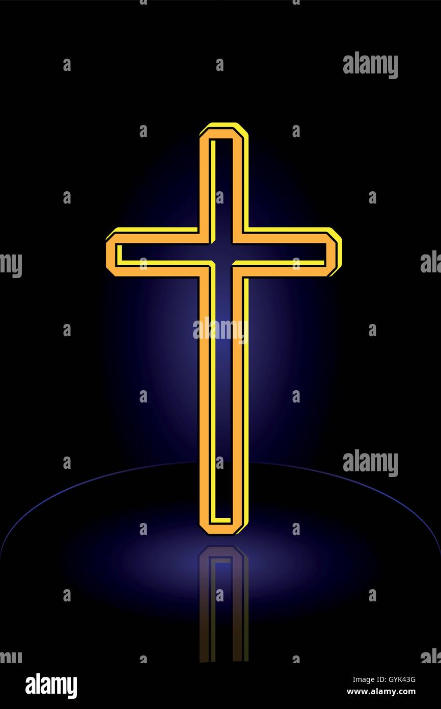 Christian cross on blue Stock Vector Images - Alamy