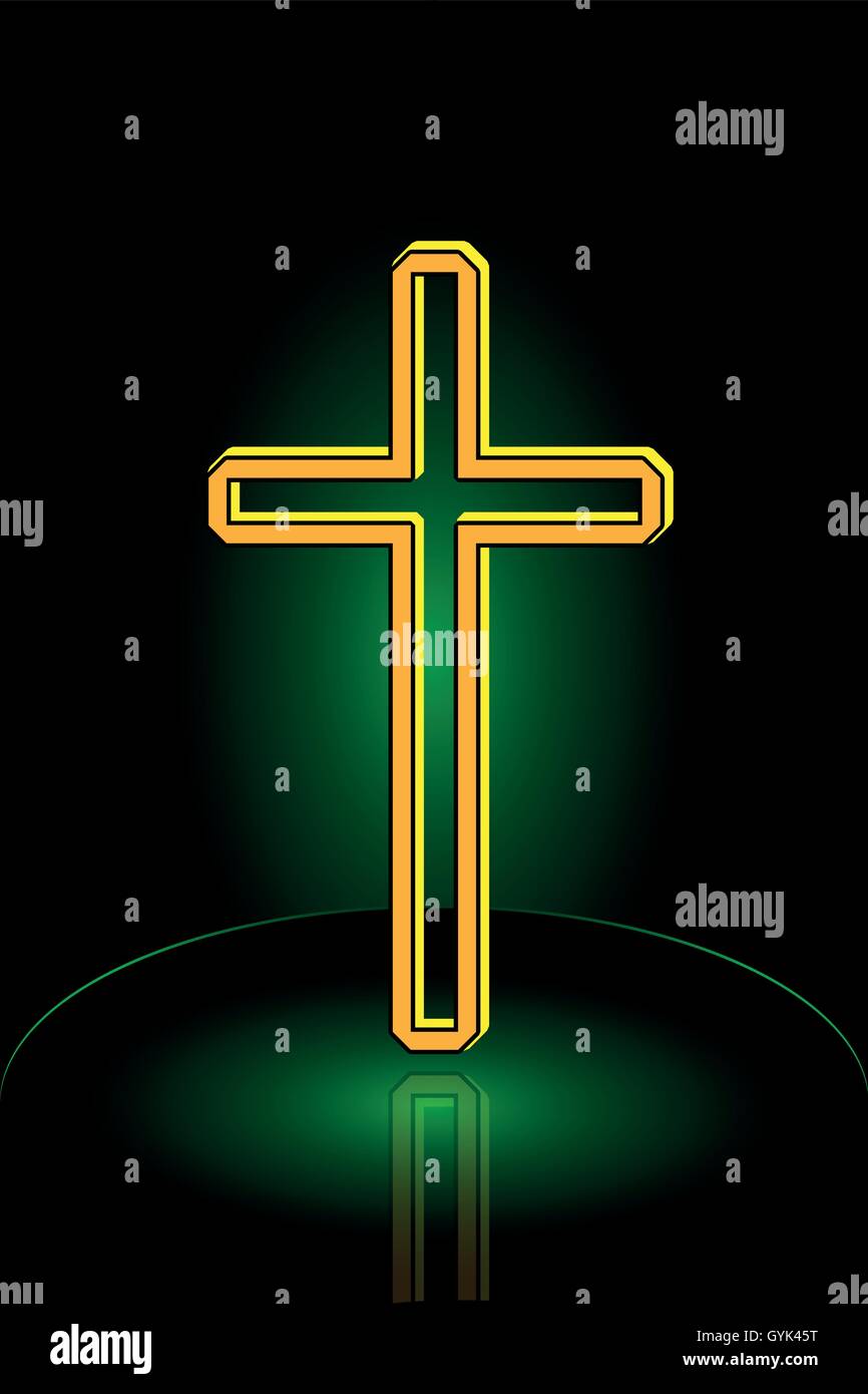 Christian Cross Vector, cross on a green background Stock Vector Image ...