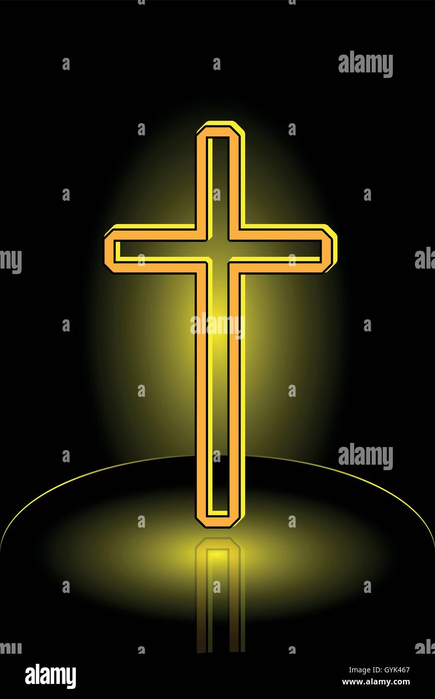 Christian Cross Vector, cross on a yellow background Stock Vector Image ...