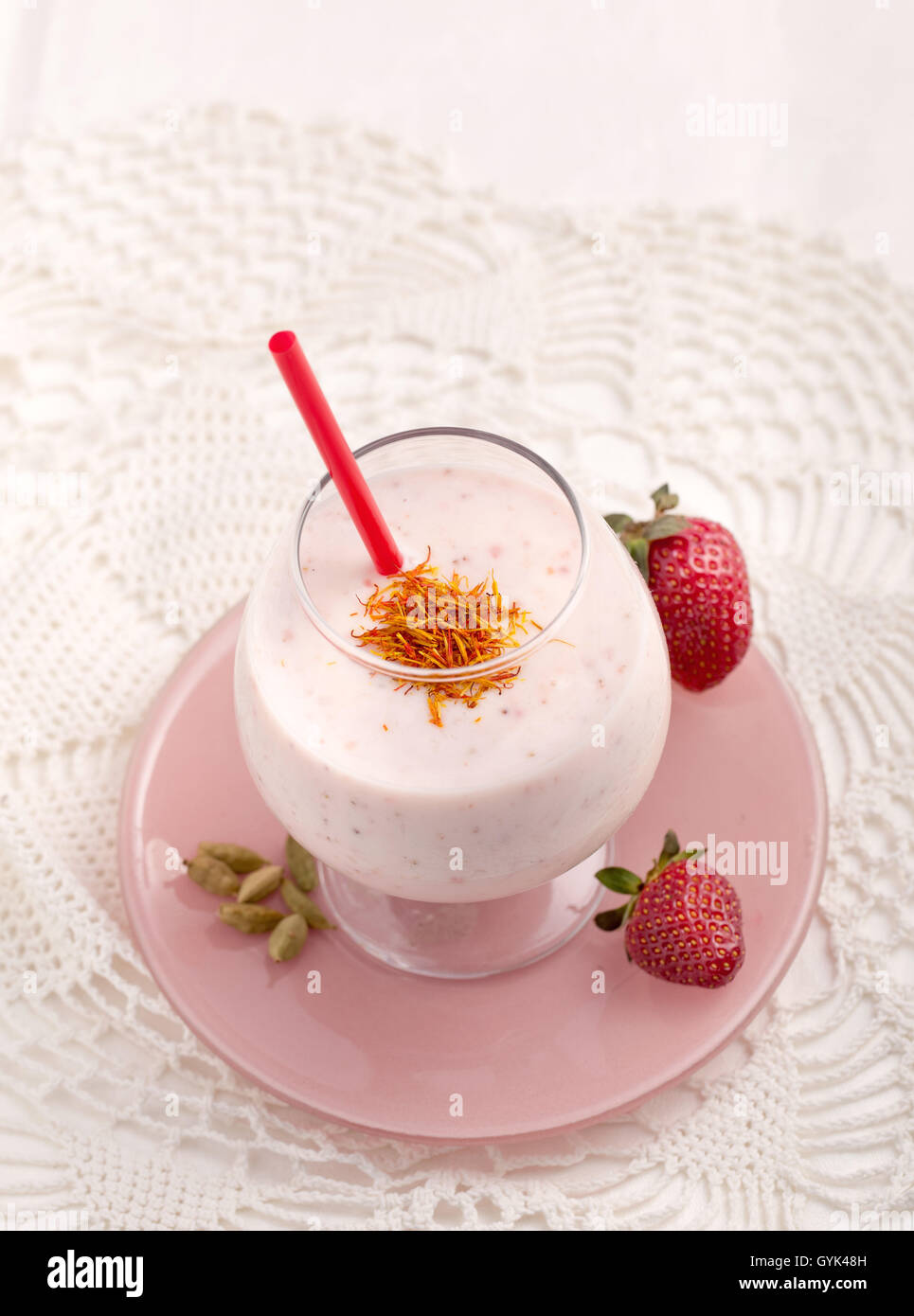 Strawberry lassi above Stock Photo - Alamy