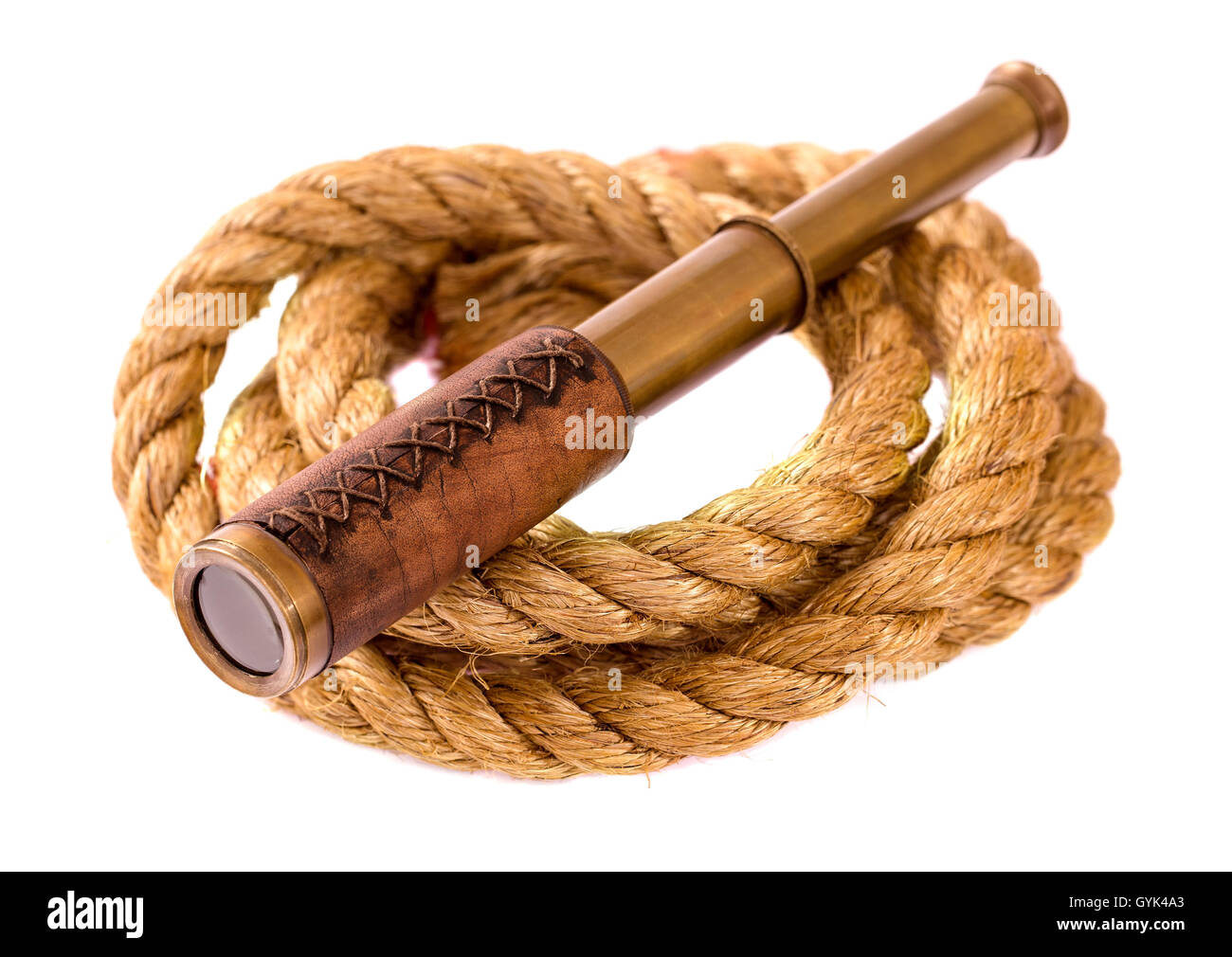 Telescope and rope isolated Stock Photo - Alamy