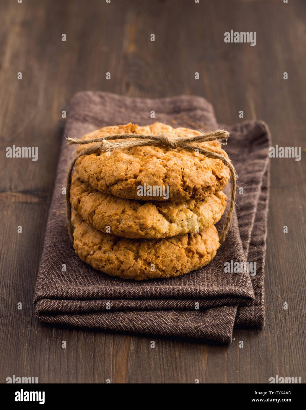 Three oat cookies Stock Photo - Alamy