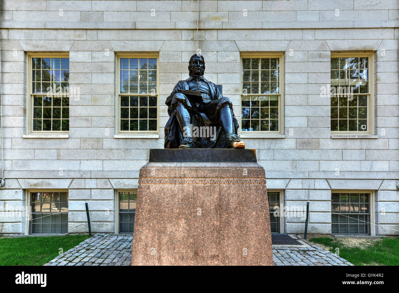John Harvard statue in Harvard University in Cambridge, Massachusetts ...